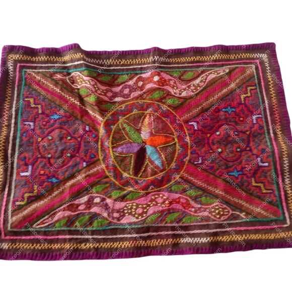 Wall Decor | Hand Embroidered Shipibo Blanket Ayahuasca Flower ...